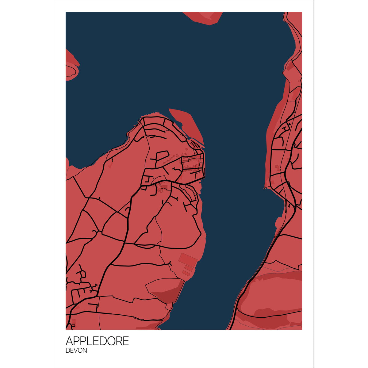 Appledore Map Art Print - Free International Shipping! - Mapply.co
