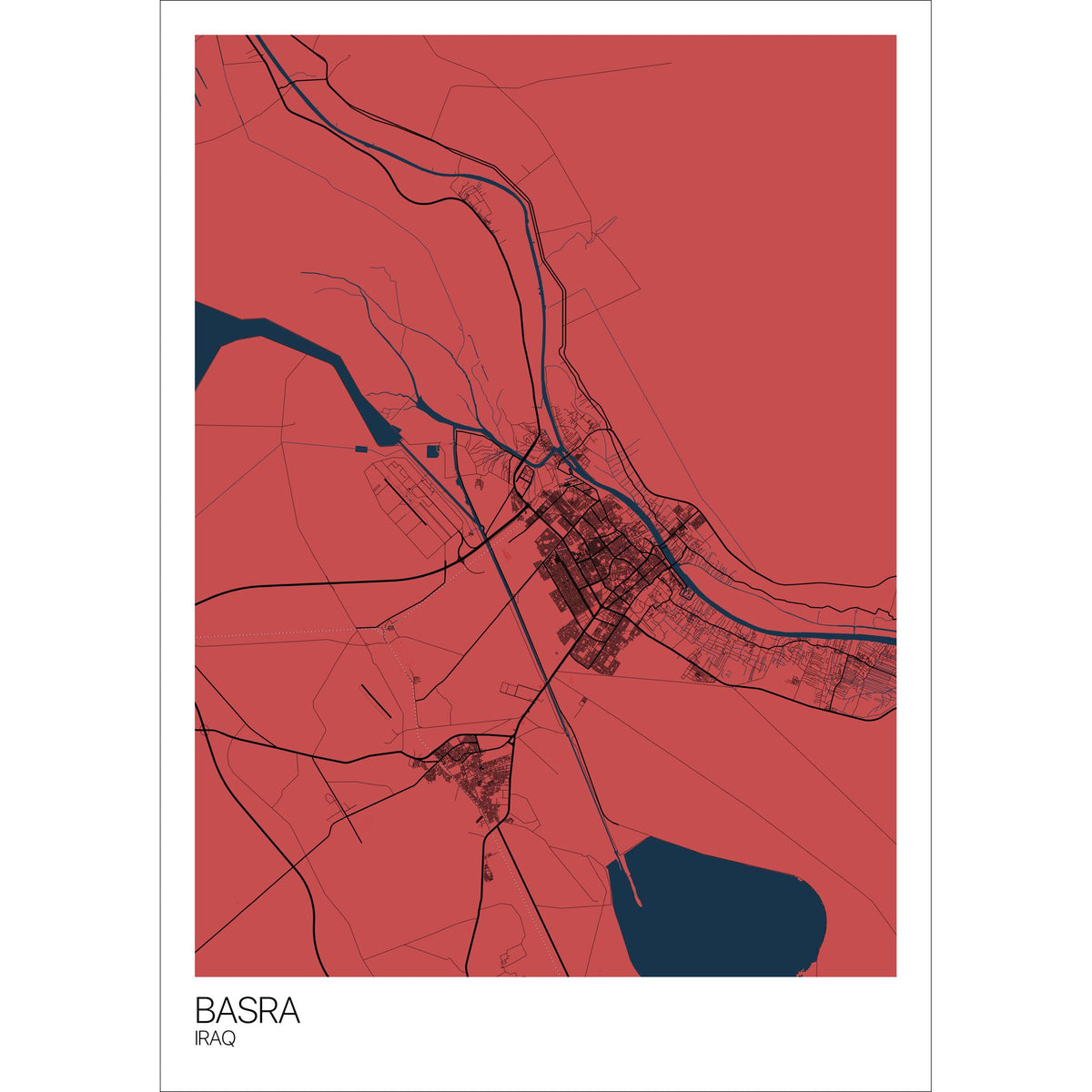 Basra Map Art Print - Free International Shipping! - Mapply.co