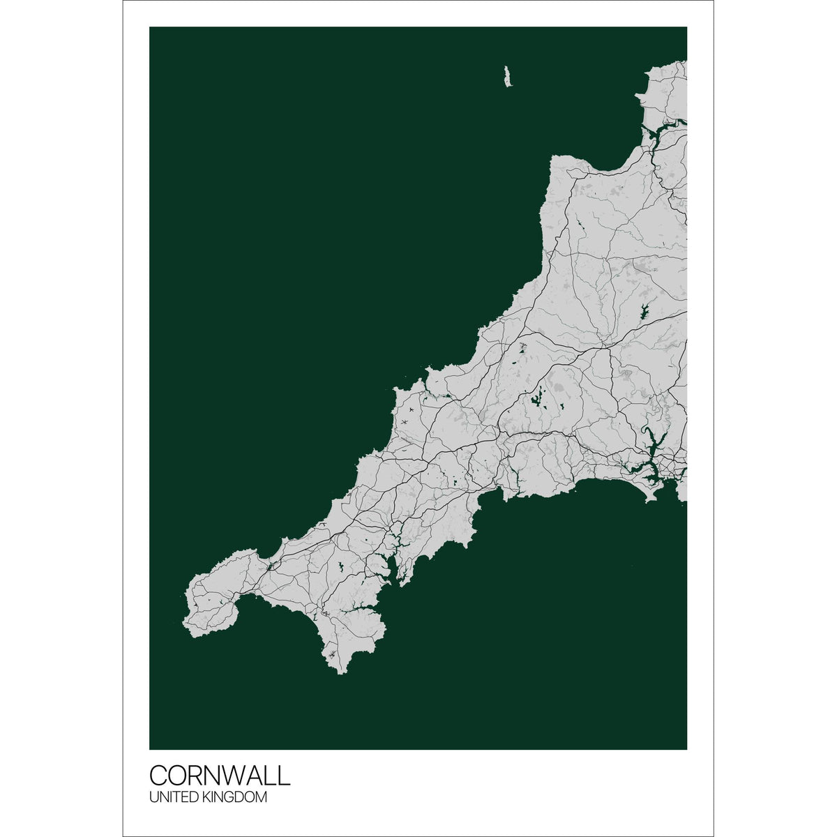 Cornwall Map Art Print - Free International Shipping! - Mapply.co