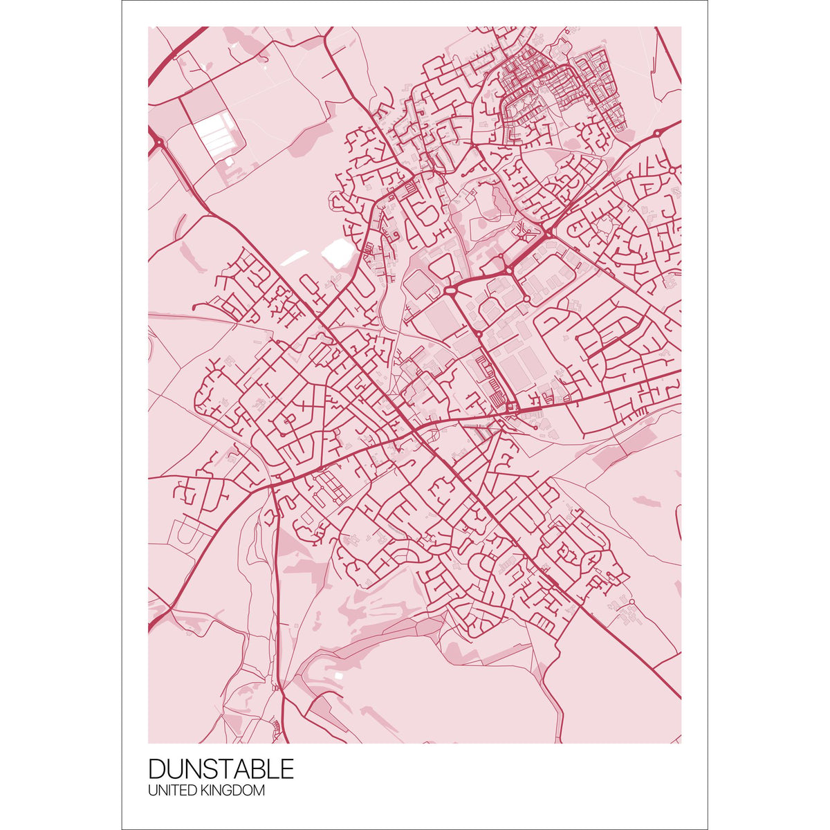 Dunstable Map Art Print - Free International Shipping! - Mapply.co