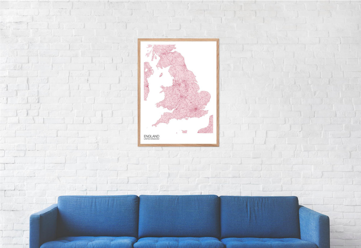 England Map Art Print - Free International Shipping! - Mapply.co