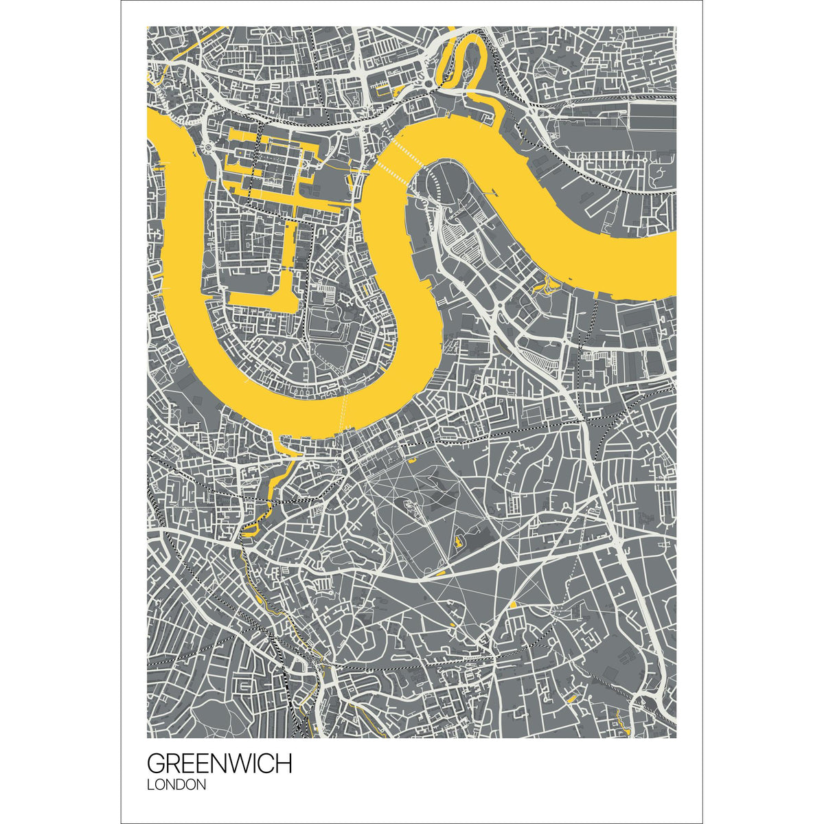 Greenwich Map Art Print - Free International Shipping! - Mapply.co