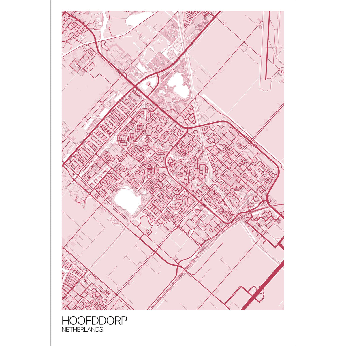 Hoofddorp Map Art Print - Free International Shipping! - Mapply.co