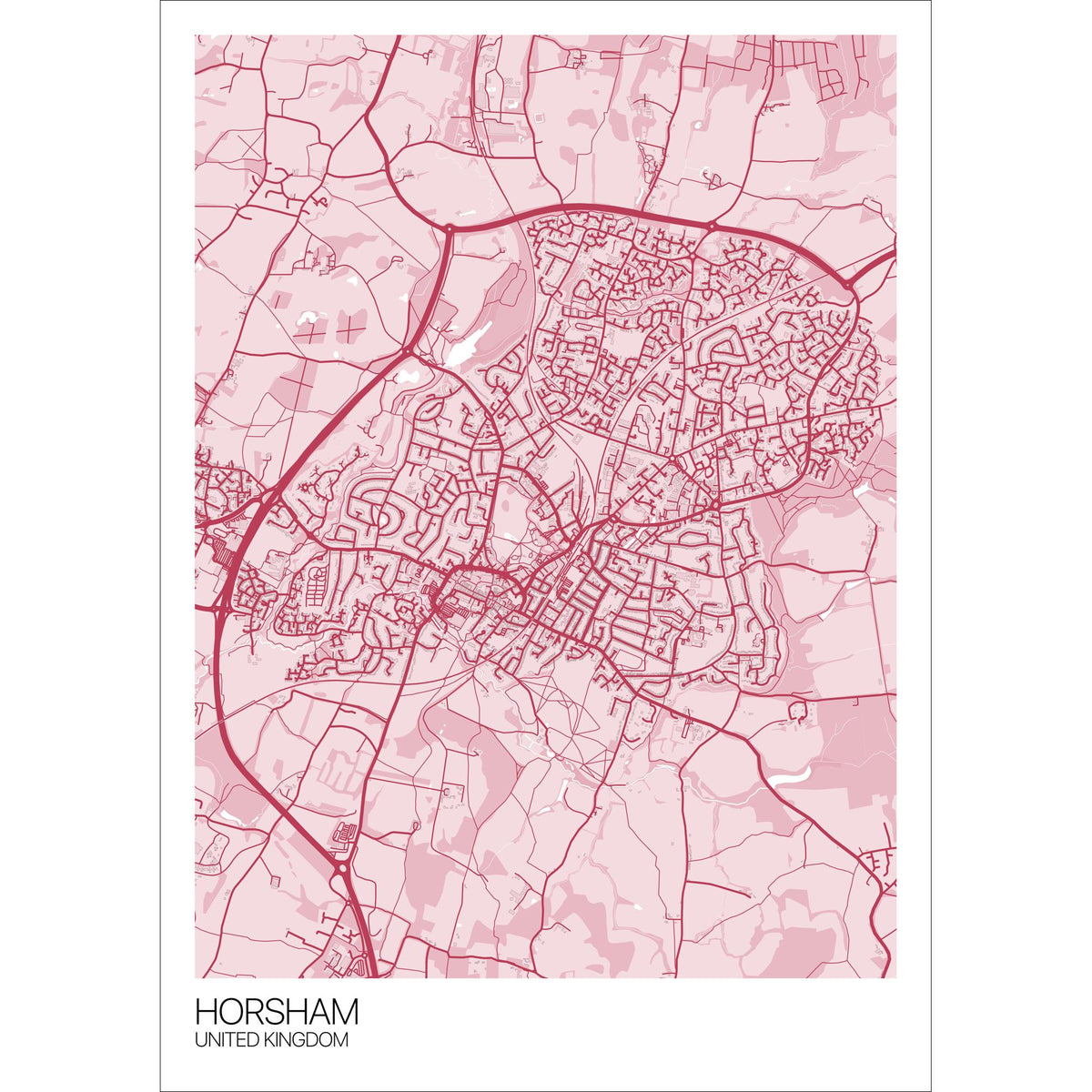 Horsham Map Art Print - Free International Shipping! - Mapply.co