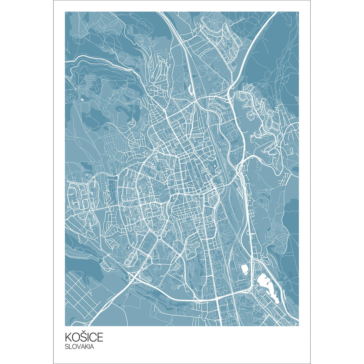 Košice Map Art Print - Free International Shipping! - Mapply.co