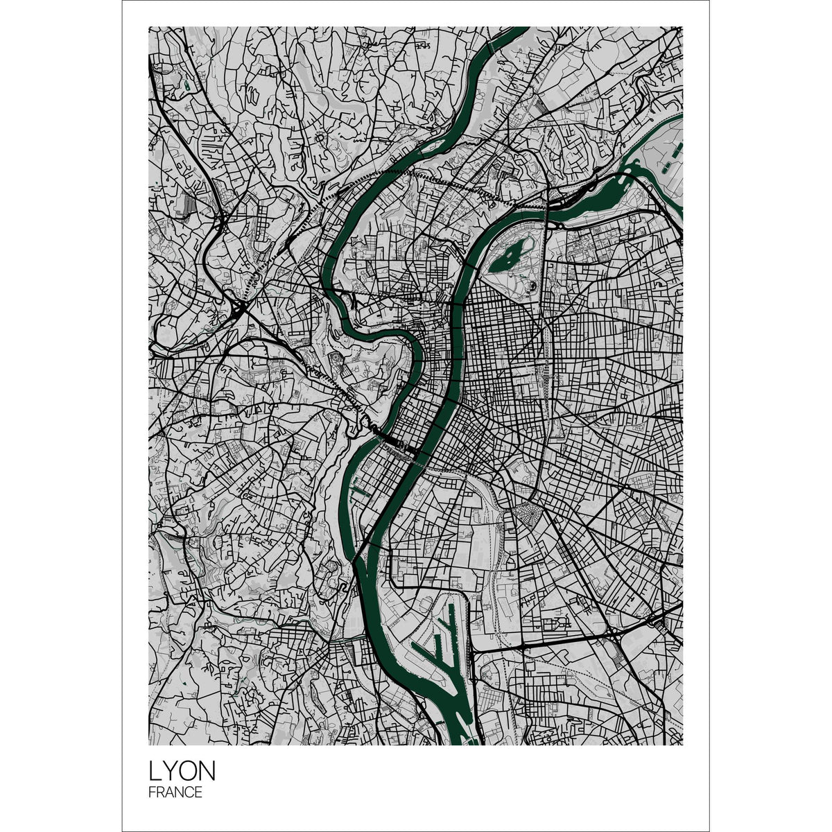 Lyon Map Art Print - Free International Shipping! - Mapply.co