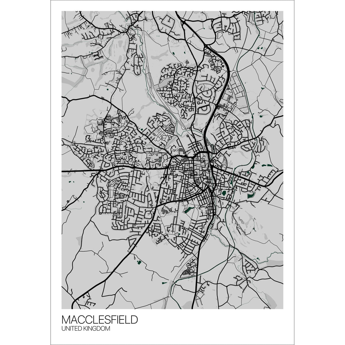 Macclesfield Map Art Print - Free International Shipping! - Mapply.co