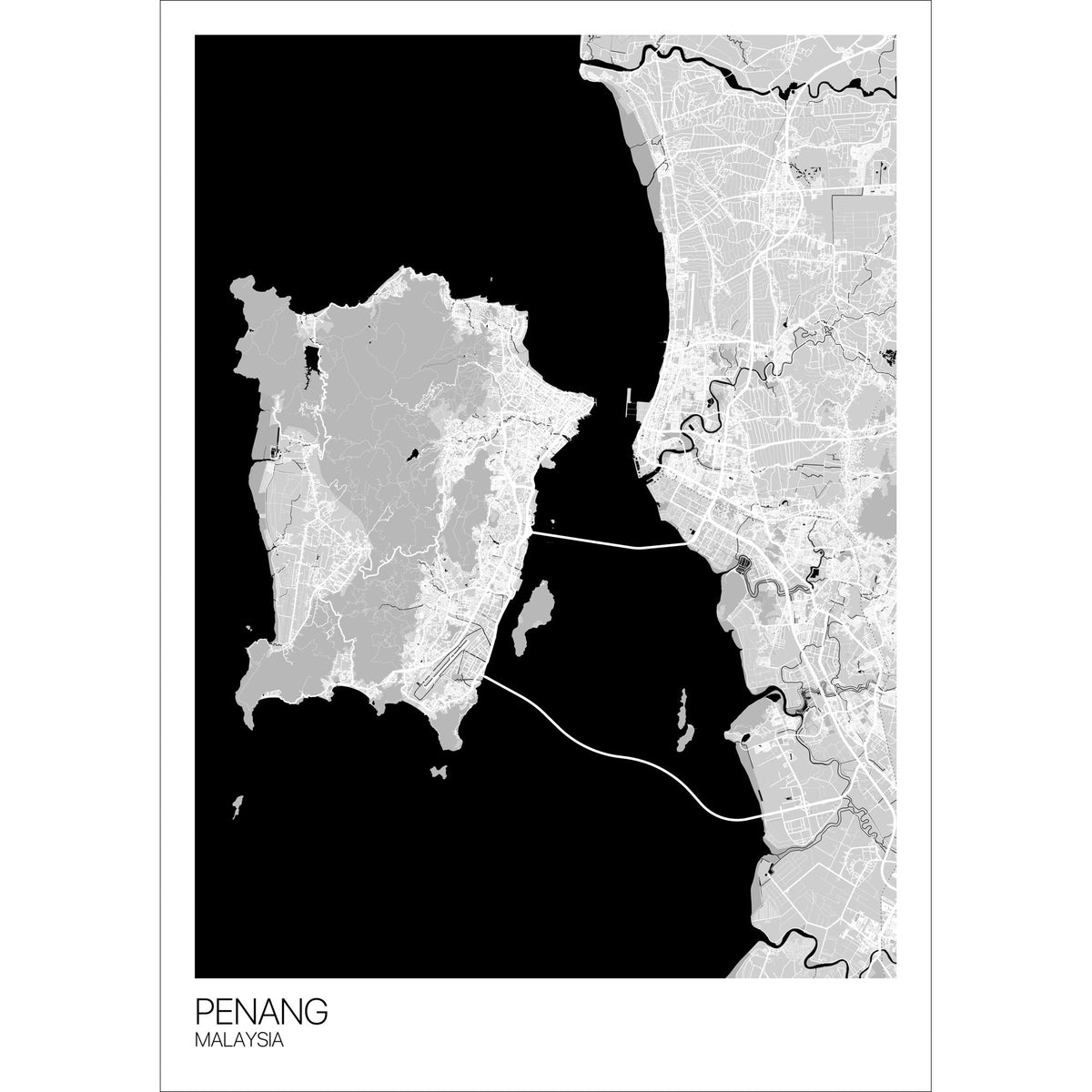 Penang Map Art Print - Free International Shipping! - Mapply.co