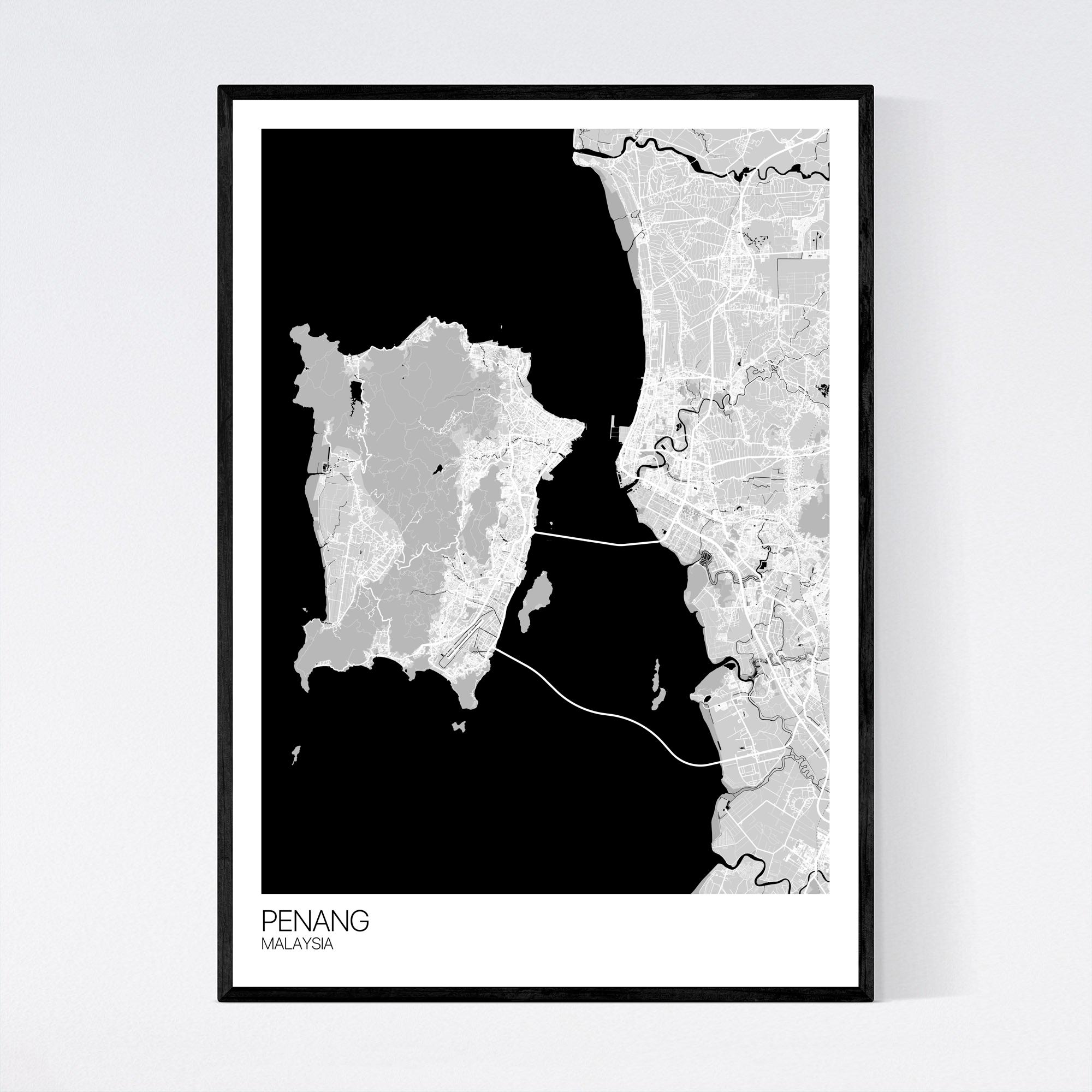 Penang Map Art Print - Free International Shipping! - Mapply.co