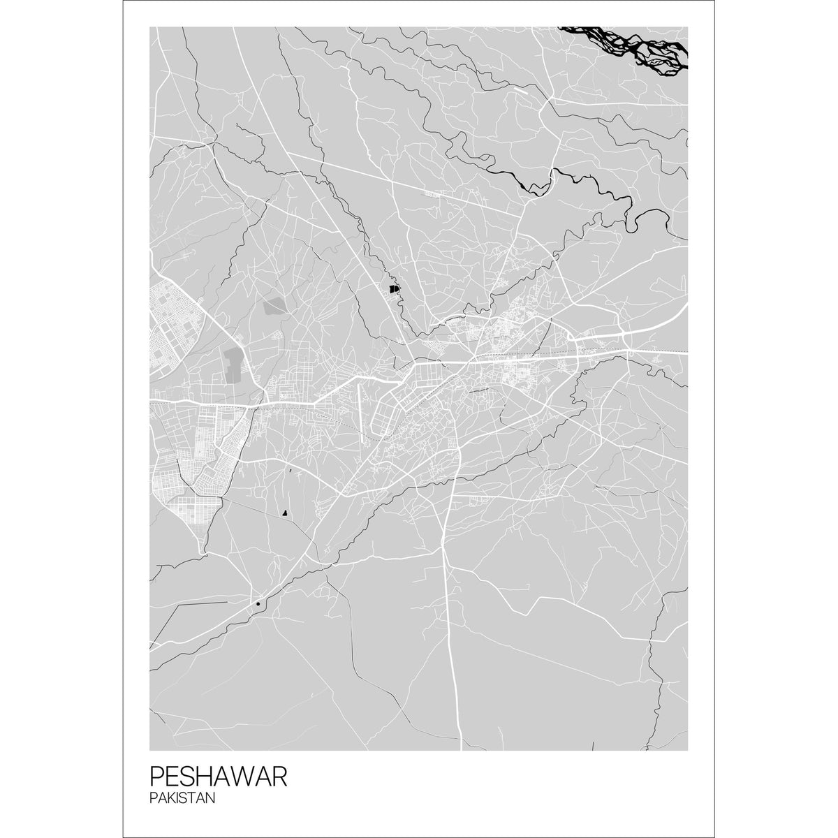Peshawar Map Art Print - Free International Shipping! - Mapply.co