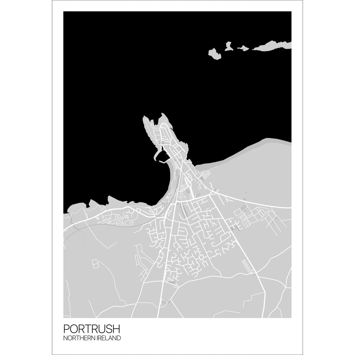 Portrush Map Art Print - Free International Shipping! - Mapply.co