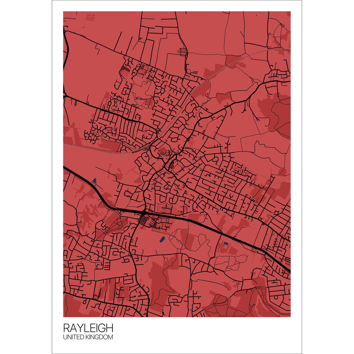 Rayleigh Map Art Print - Free International Shipping! - Mapply.co