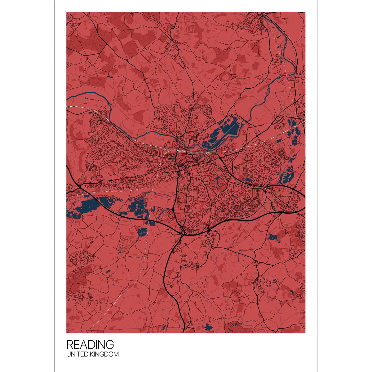 Reading Map Art Print - Free International Shipping! - Mapply.co