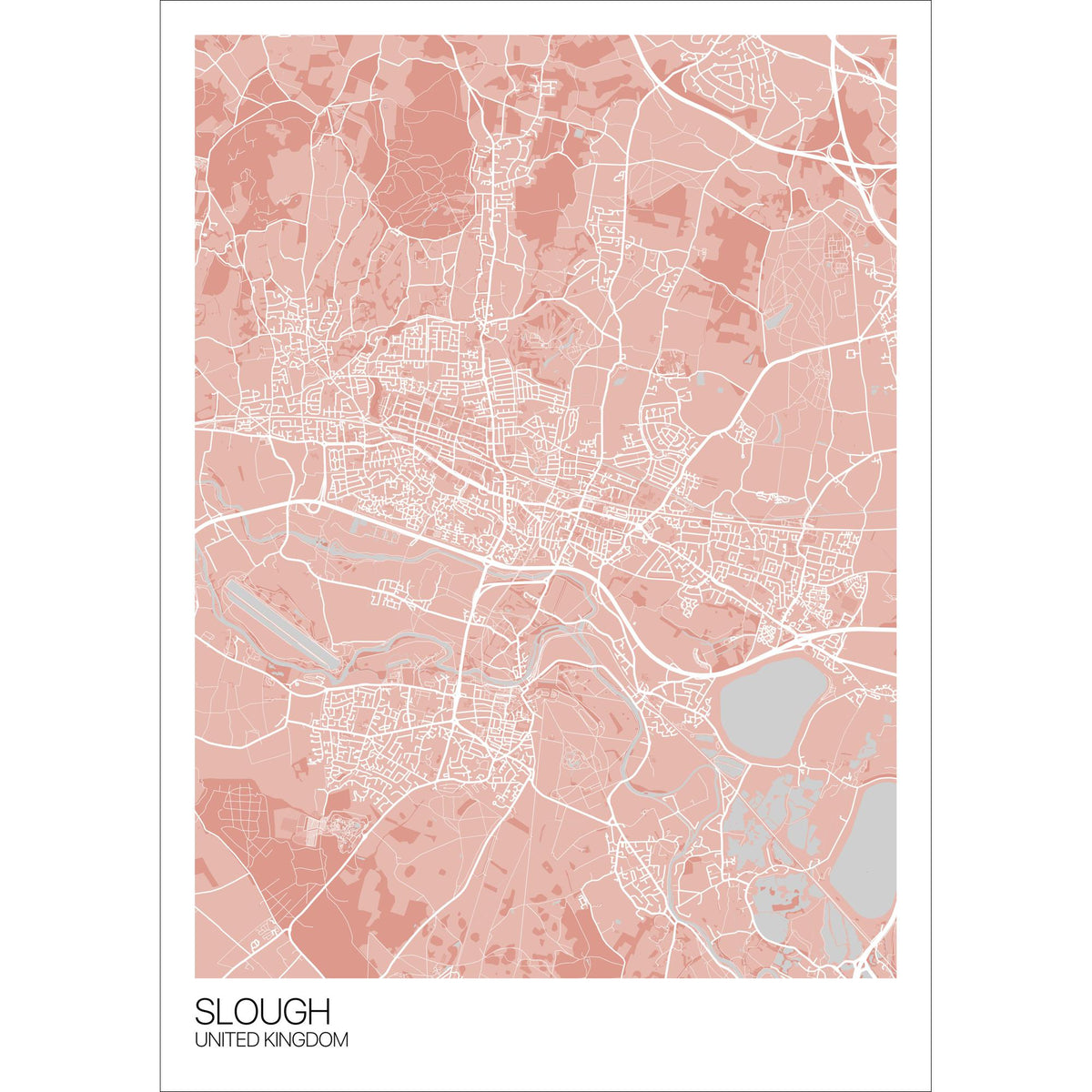 Slough Map Art Print - Free International Shipping! - Mapply.co