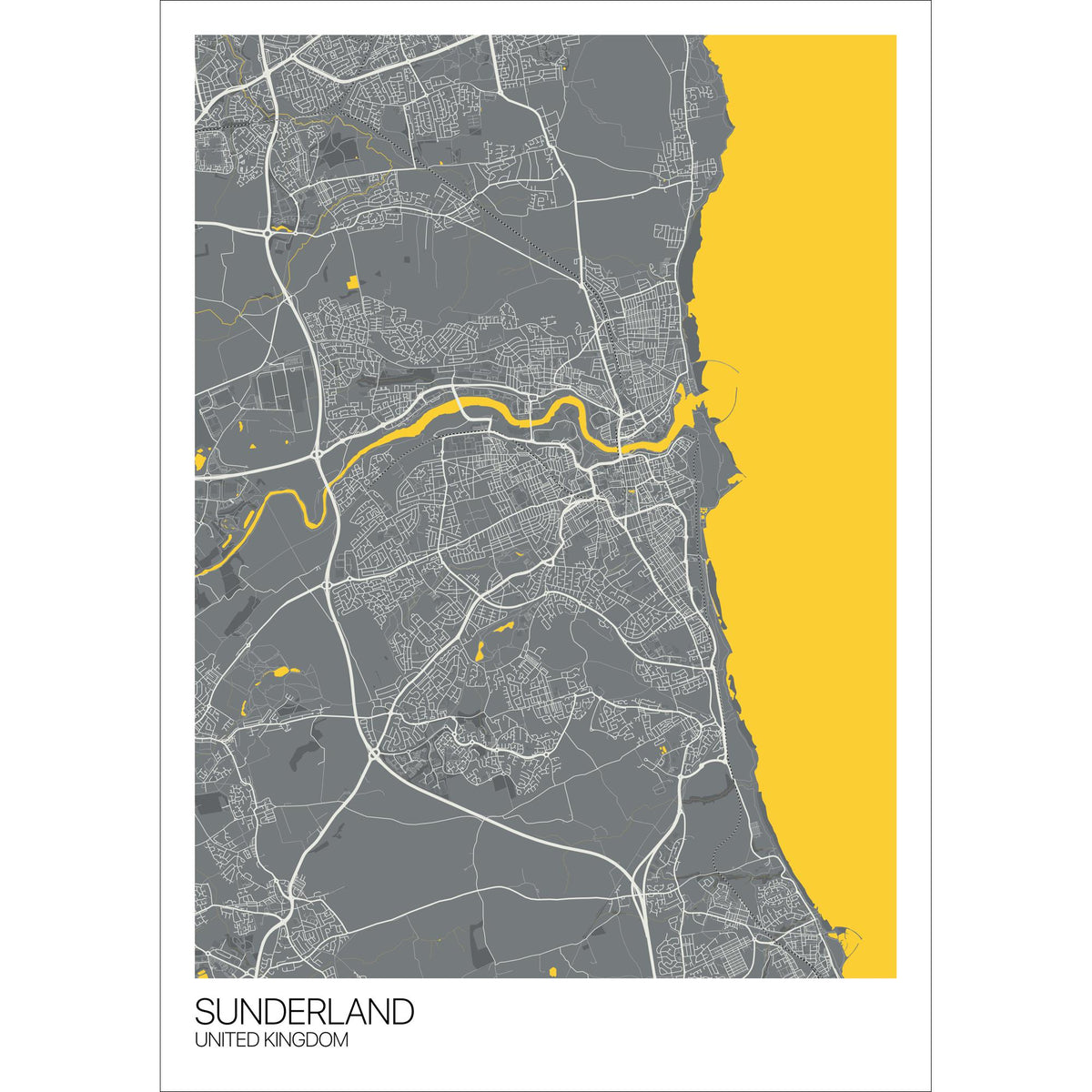 Sunderland Map Art Print - Free International Shipping! - Mapply.co