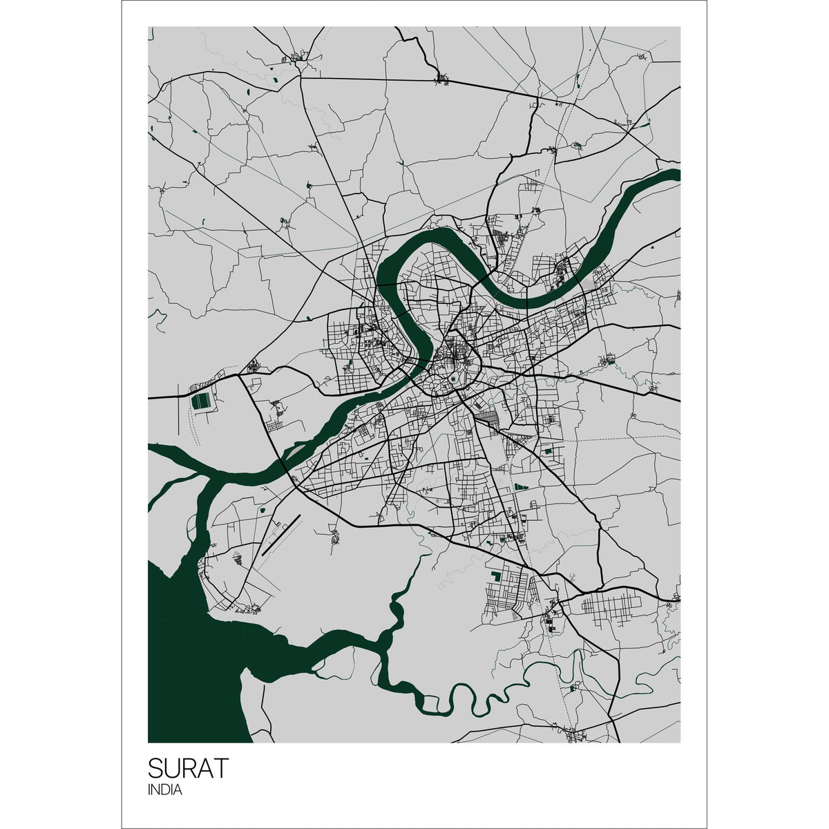 Surat Map Art Print - Free International Shipping! - Mapply.co
