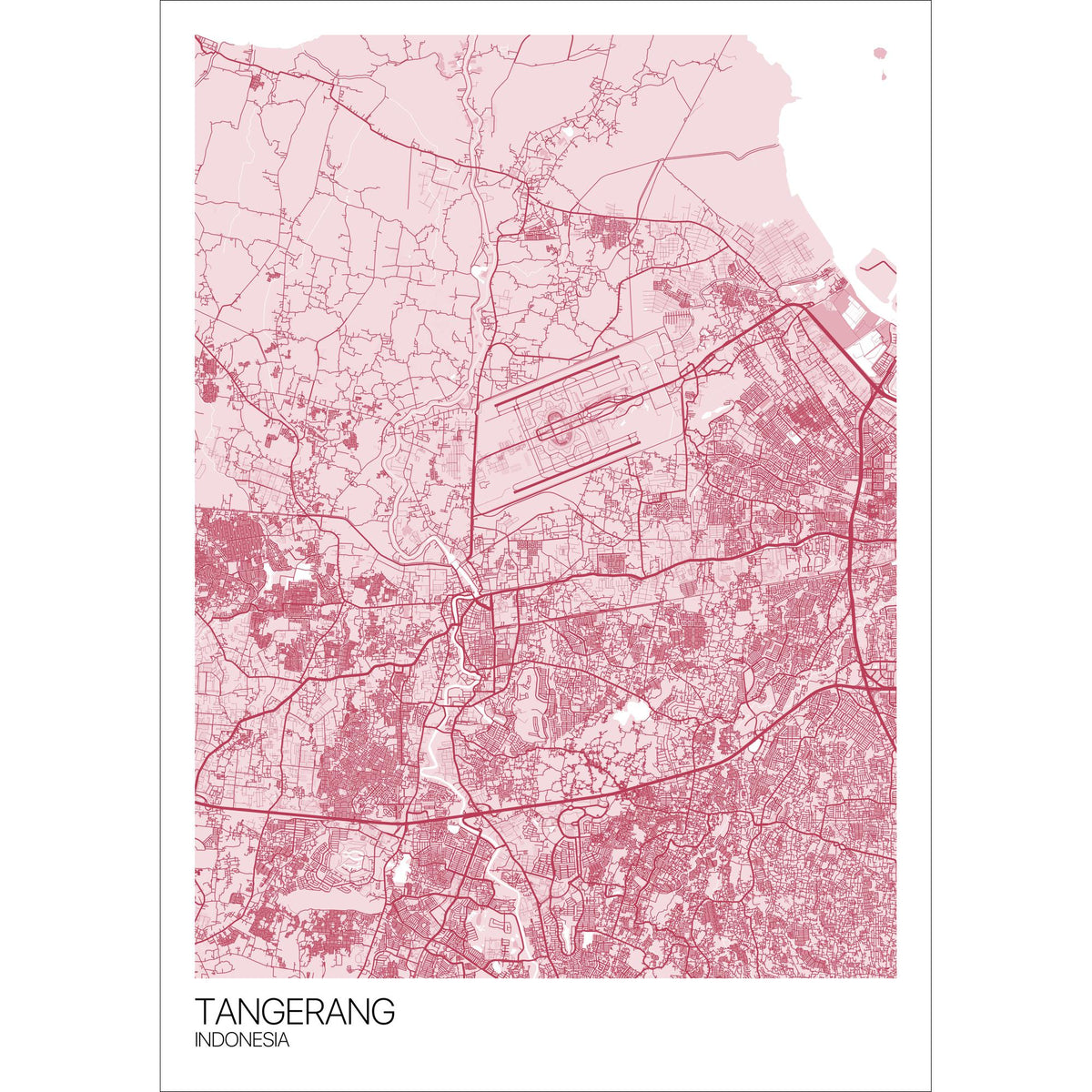Tangerang Map Art Print - Free International Shipping! - Mapply.co