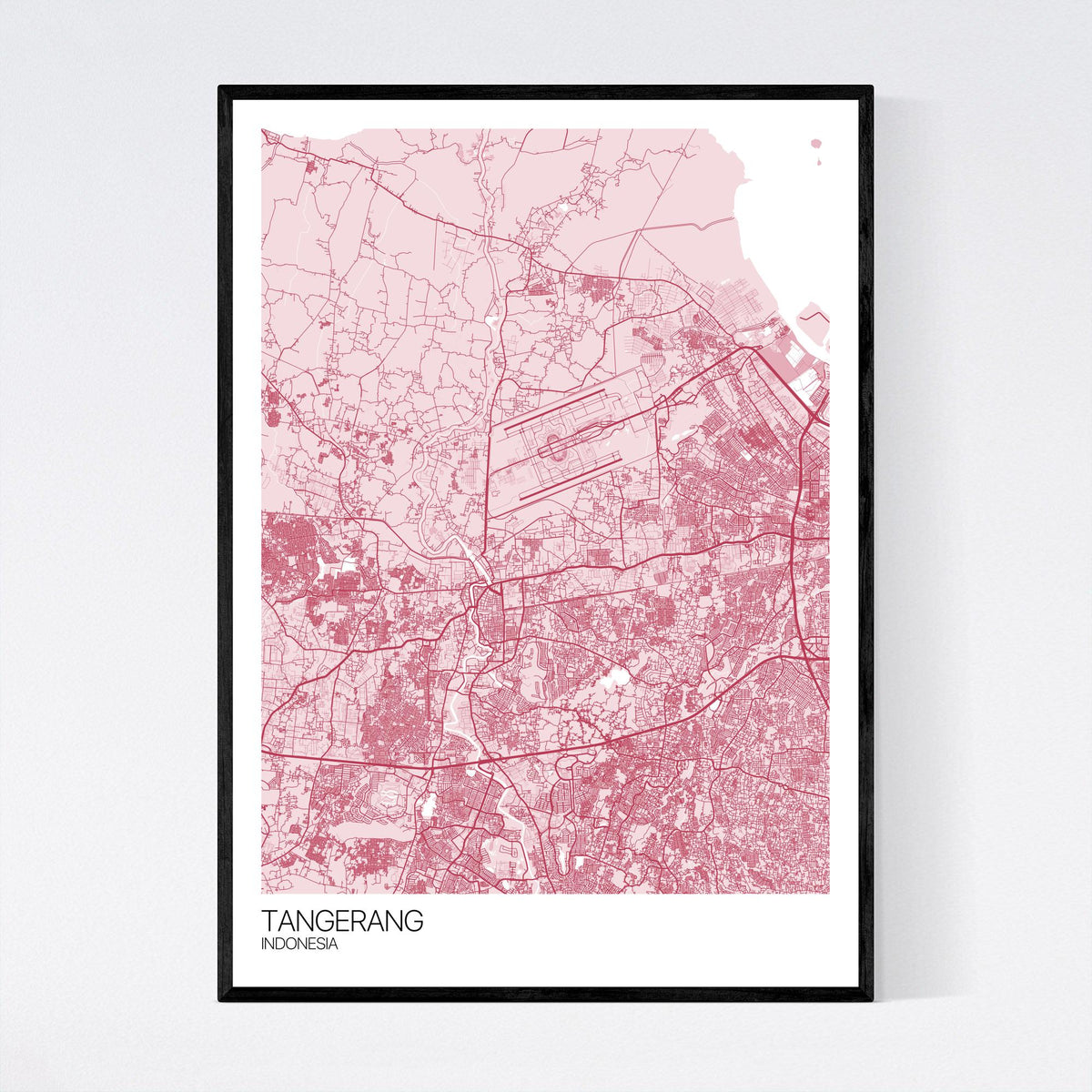 Tangerang Map Art Print - Free International Shipping! - Mapply.co