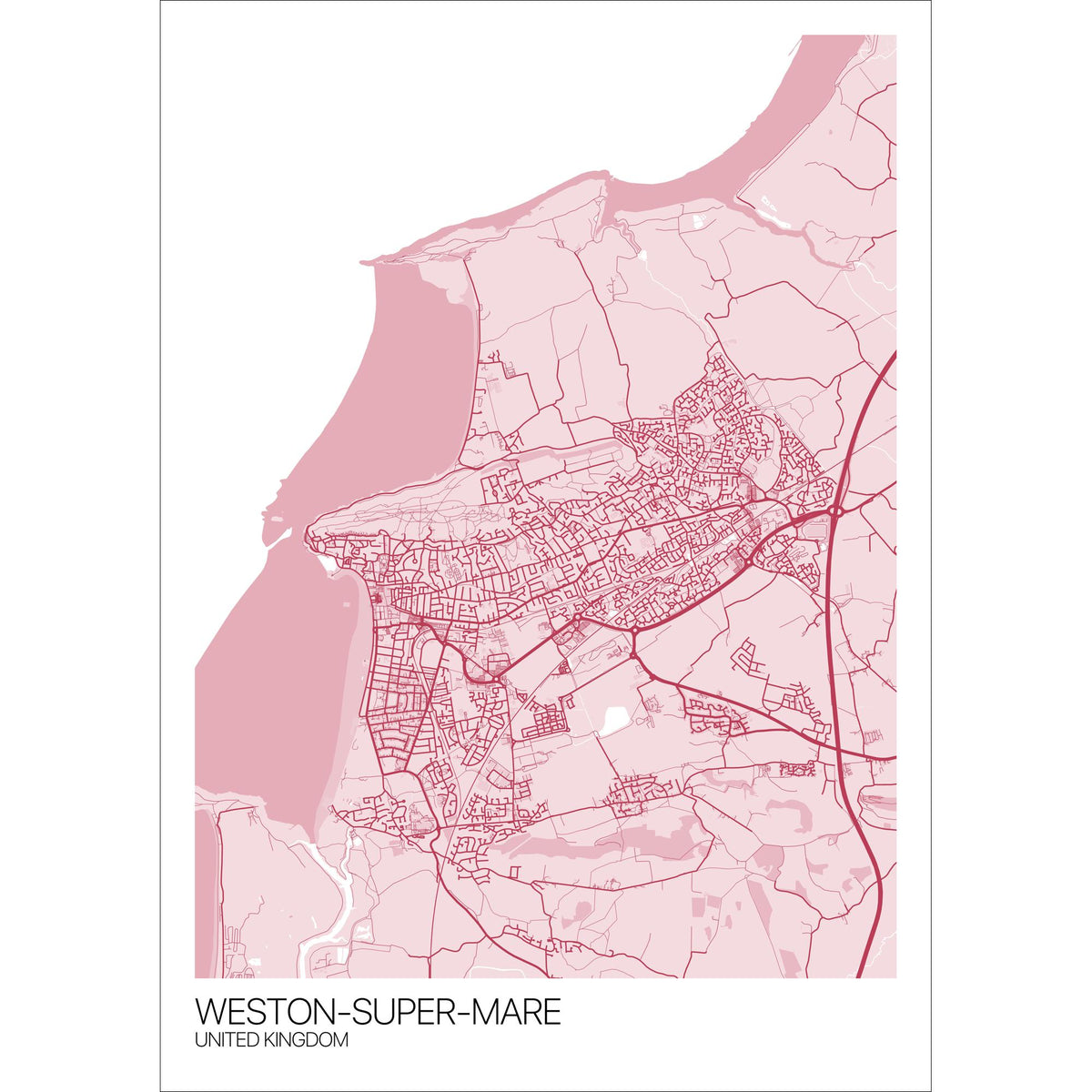 Weston-super-Mare Map Art Print - Free International Shipping! - Mapply.co